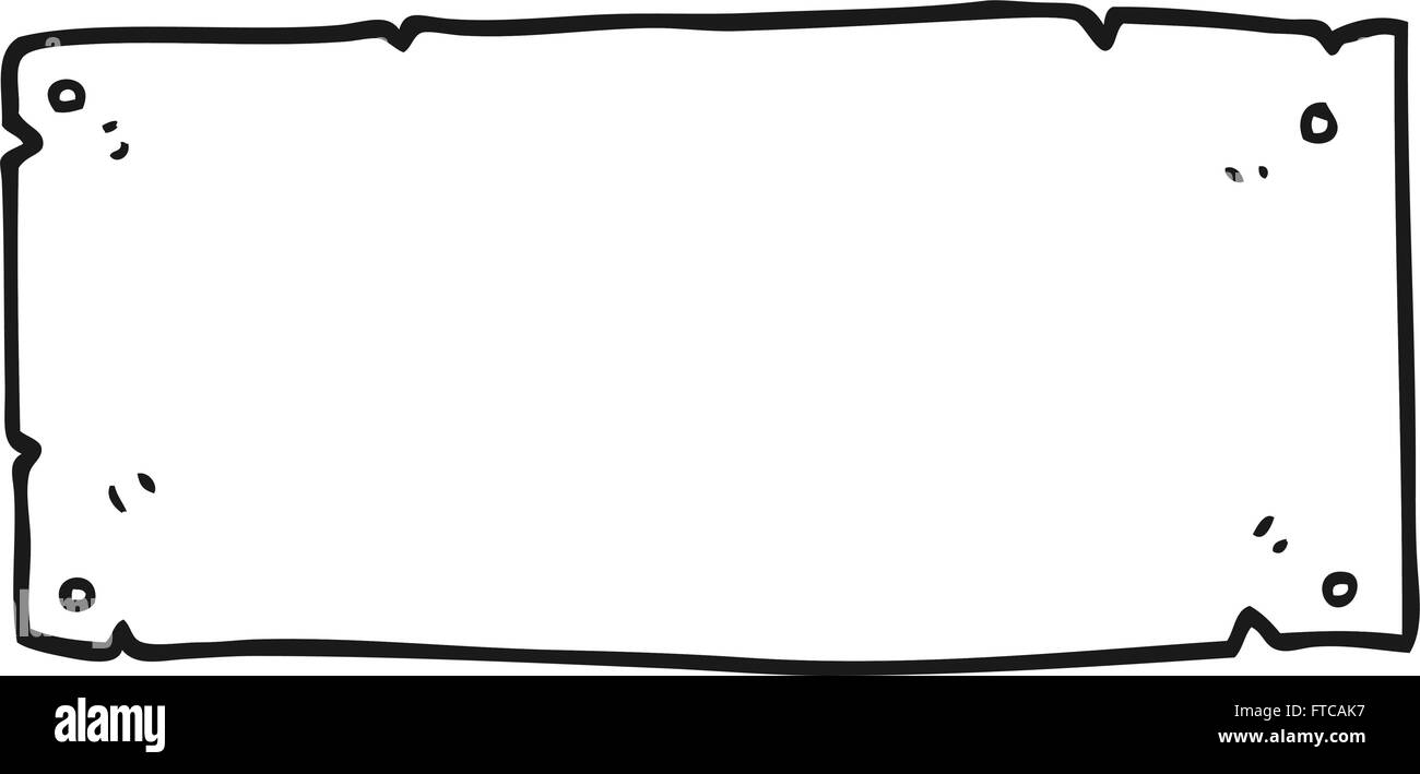 freehand drawn black and white cartoon blank sign Stock Vector Image ...