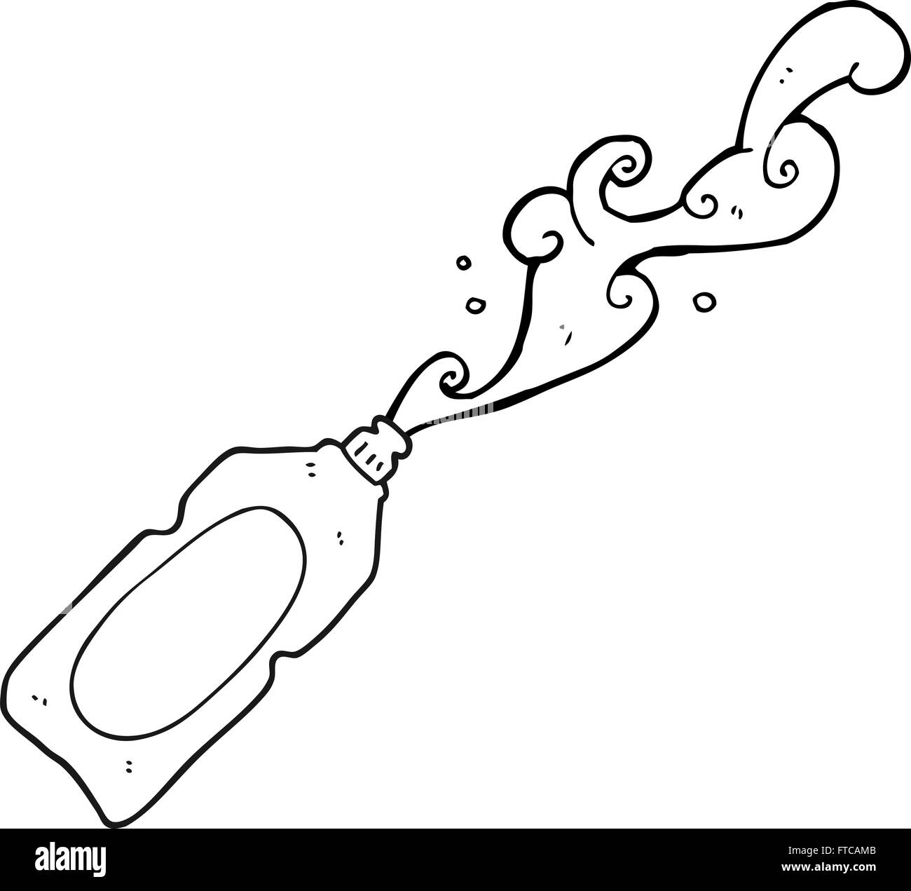 Freehand Drawn Black And White Cartoon Cleaning Product Squirting Stock
