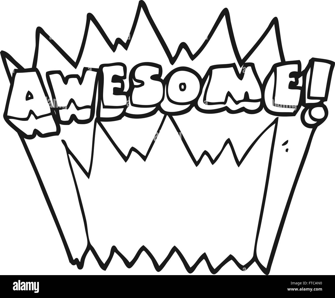 freehand drawn black and white cartoon awesome word Stock Vector Image ...