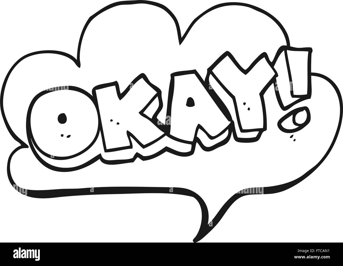 freehand drawn black and white cartoon okay symbol Stock Vector Image ...