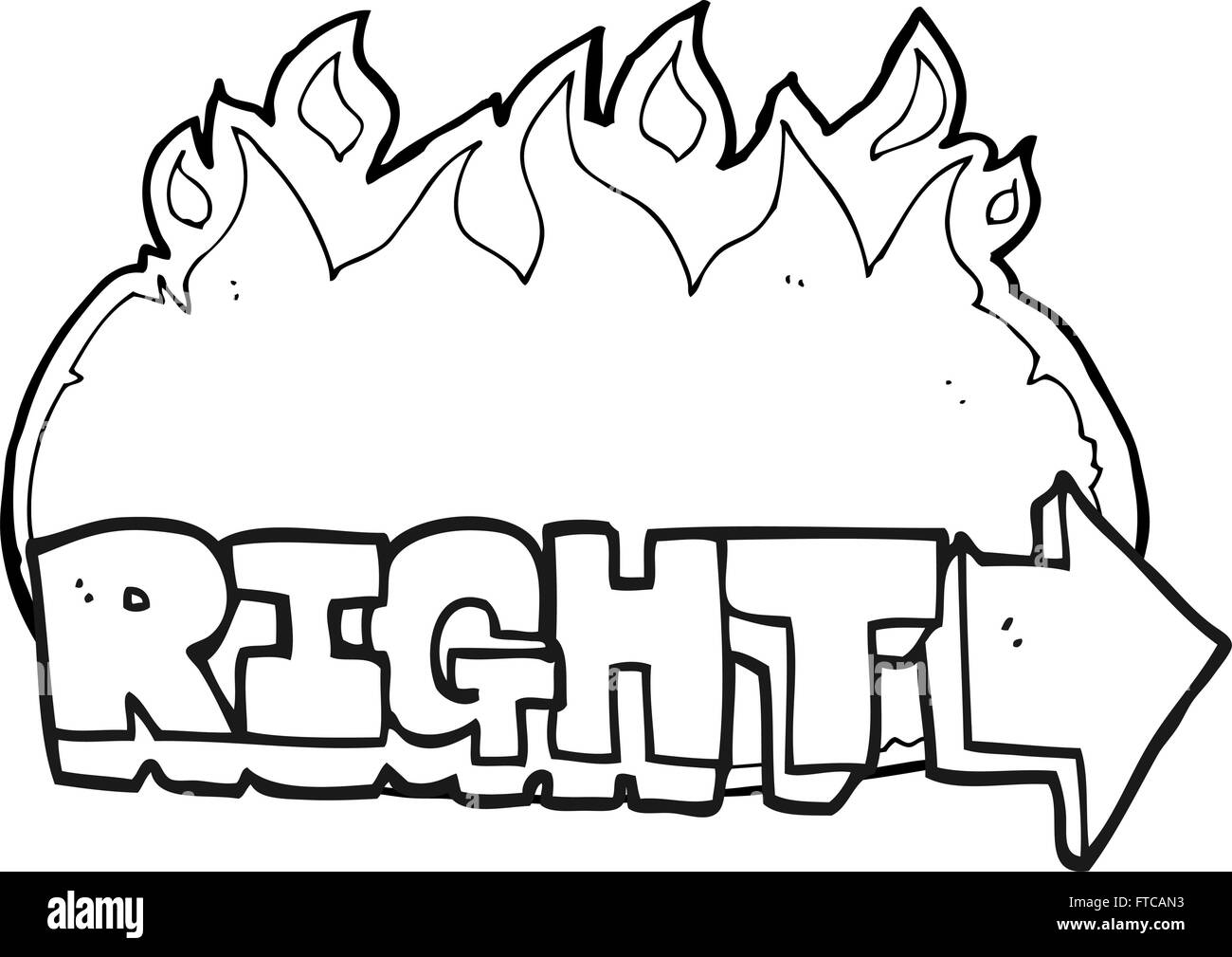 freehand drawn black and white cartoon right symbol Stock Vector Image ...
