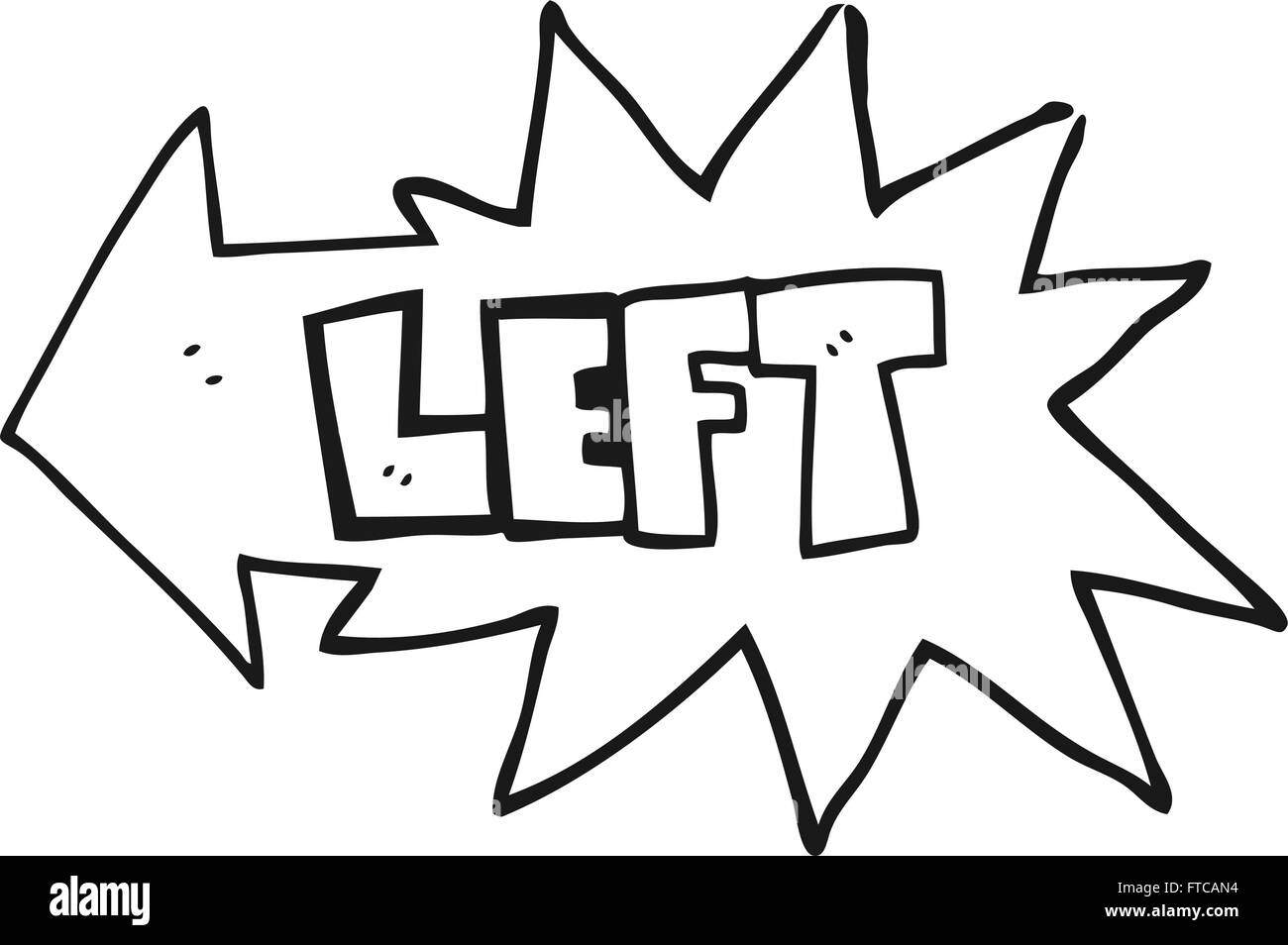 freehand drawn black and white cartoon left symbol Stock Vector Image ...