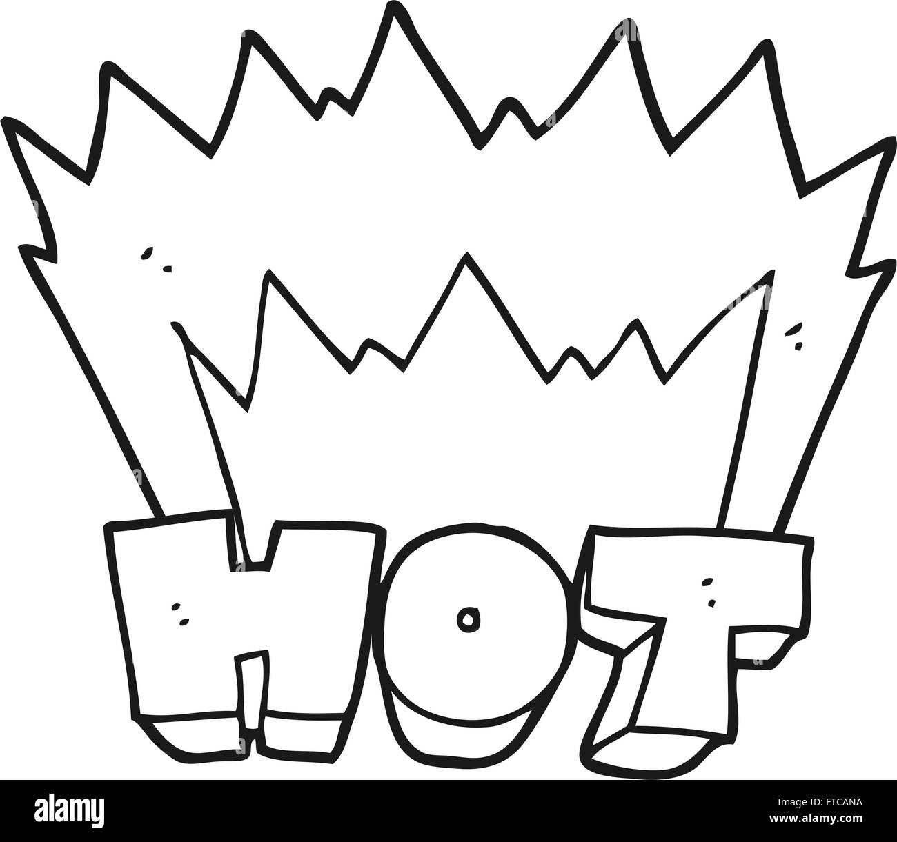 freehand drawn black and white cartoon word hot Stock Vector Image ...