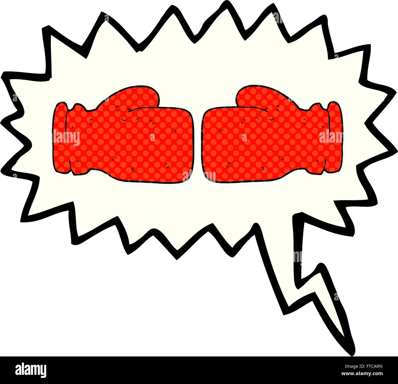 freehand drawn comic book speech bubble cartoon boxing glove Stock ...