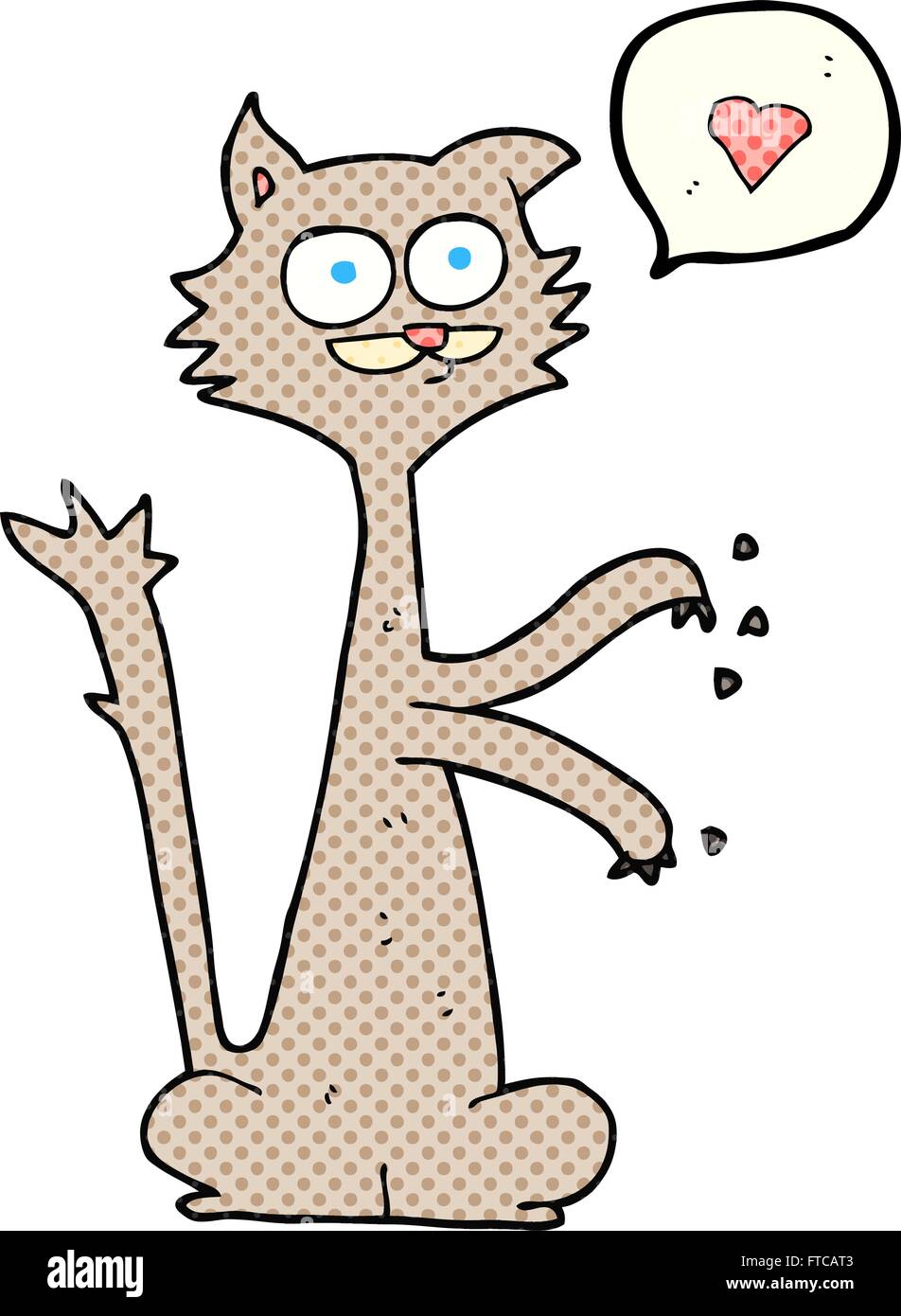 freehand drawn comic book speech bubble cartoon cat scratching Stock ...
