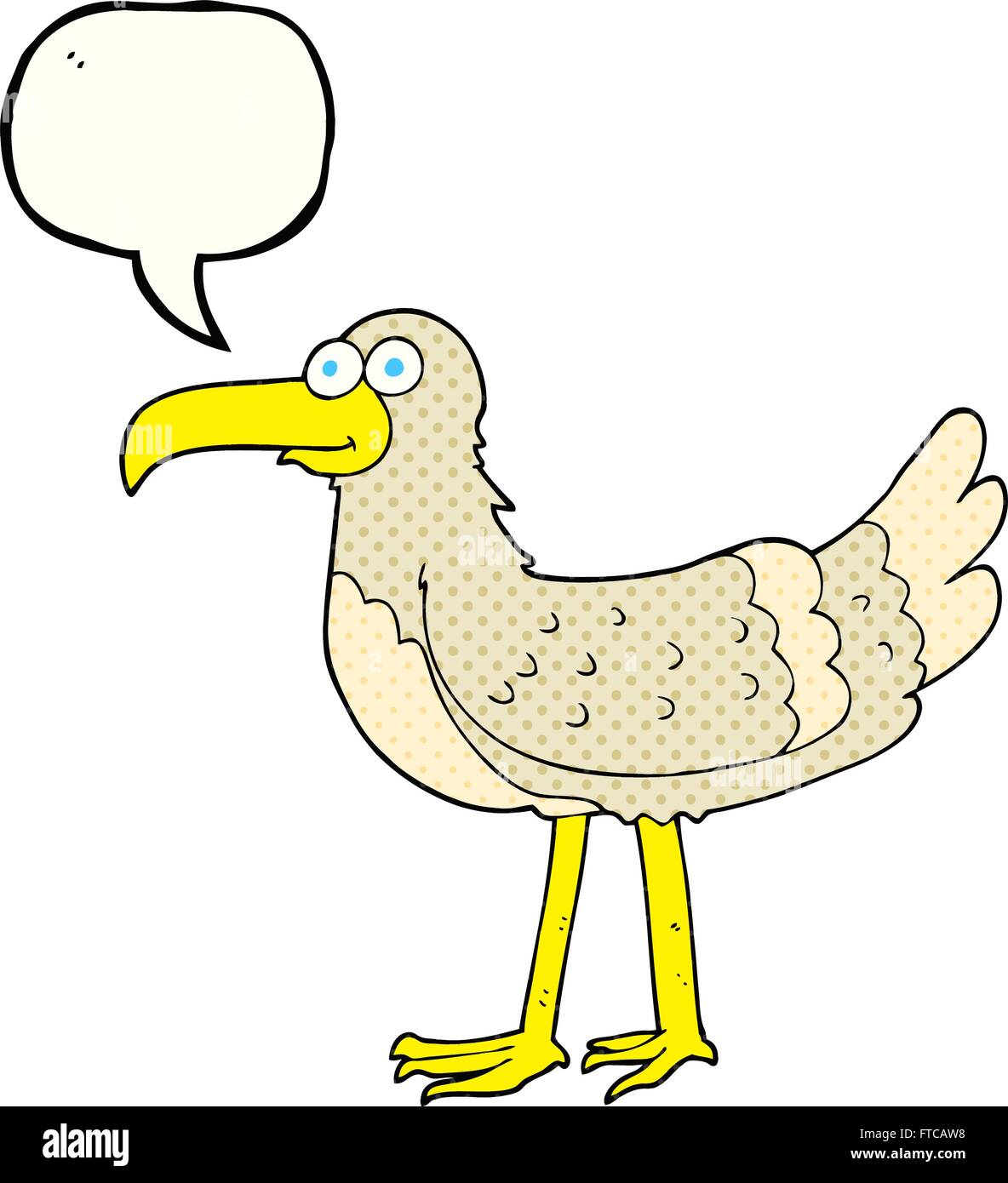 freehand drawn comic book speech bubble cartoon seagull Stock Vector ...