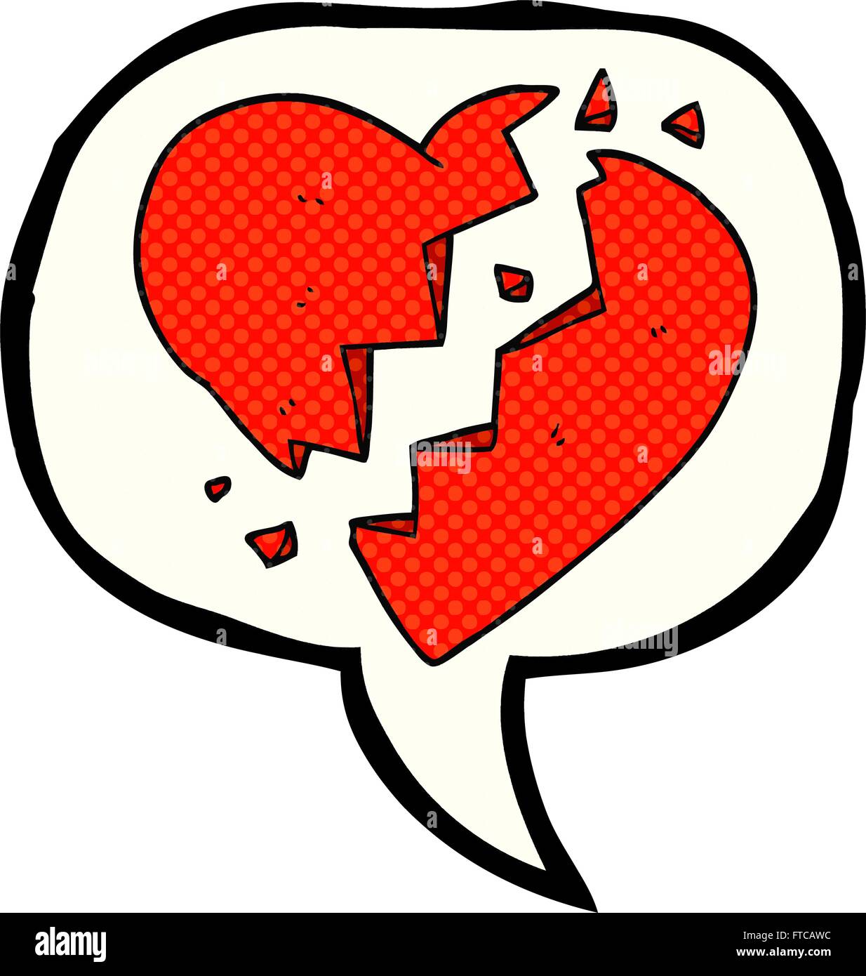 freehand drawn comic book speech bubble cartoon broken heart Stock ...