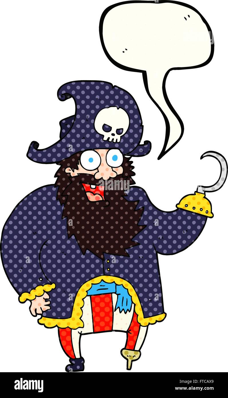 freehand drawn comic book speech bubble cartoon pirate captain Stock ...