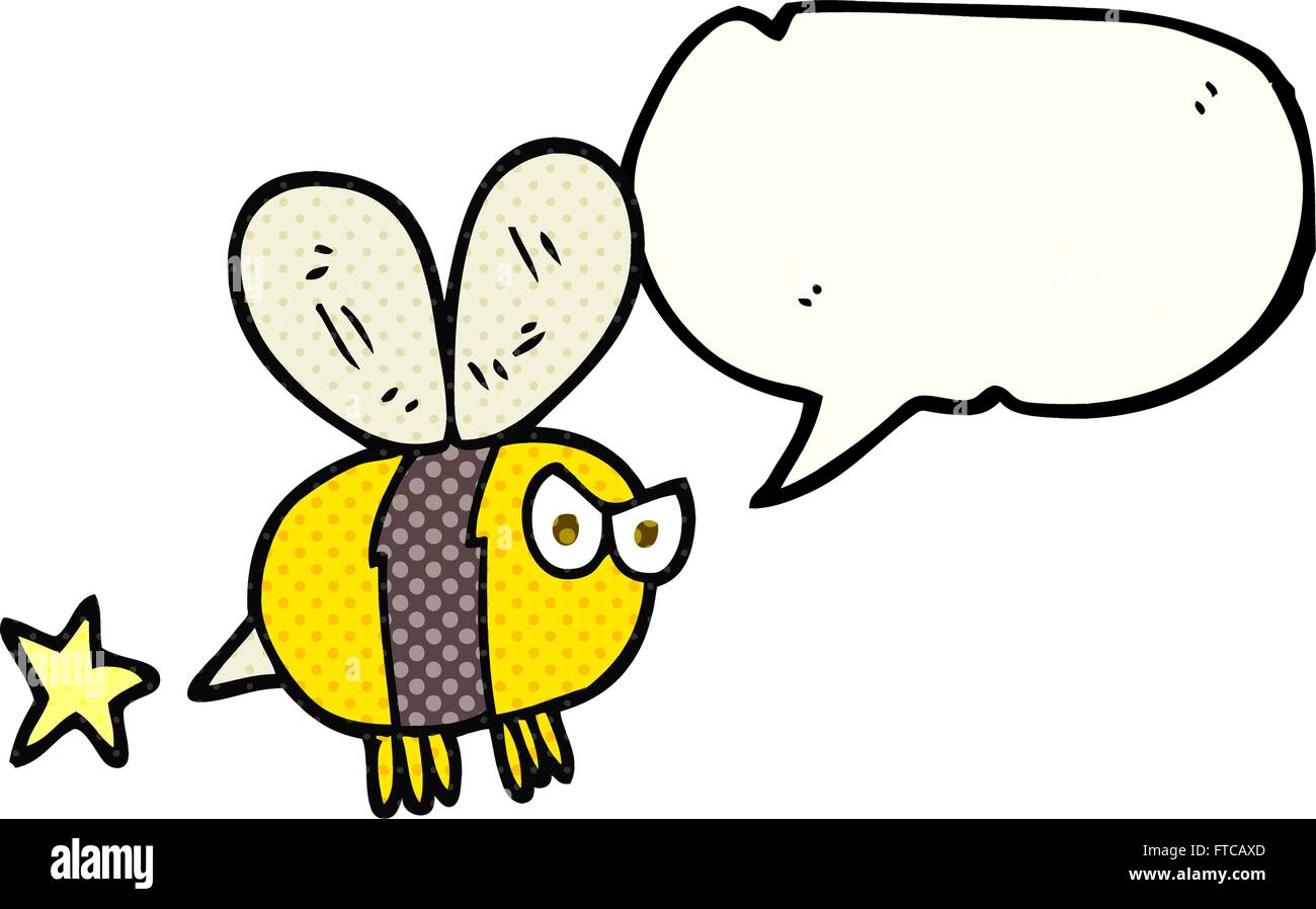 freehand drawn comic book speech bubble cartoon angry bee Stock Vector ...