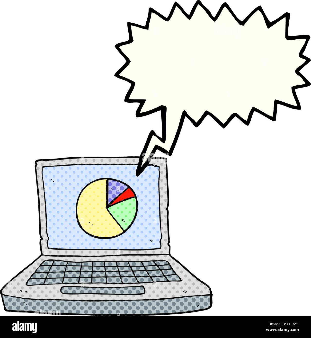 freehand drawn comic book speech bubble cartoon laptop computer with ...