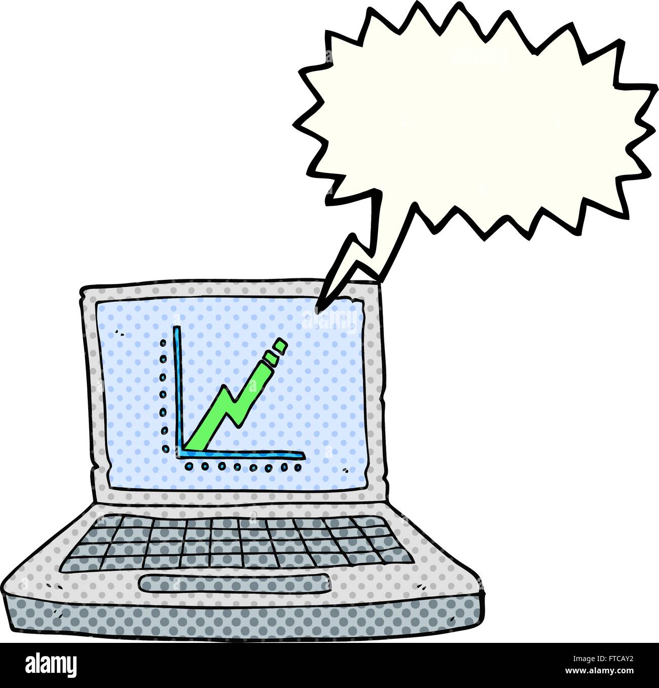 freehand drawn comic book speech bubble cartoon laptop computer with ...