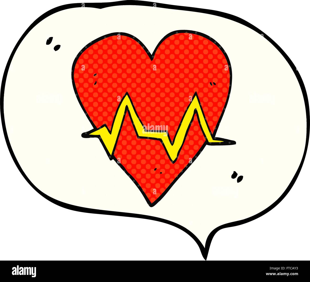 freehand drawn comic book speech bubble cartoon heart rate pulse symbol ...