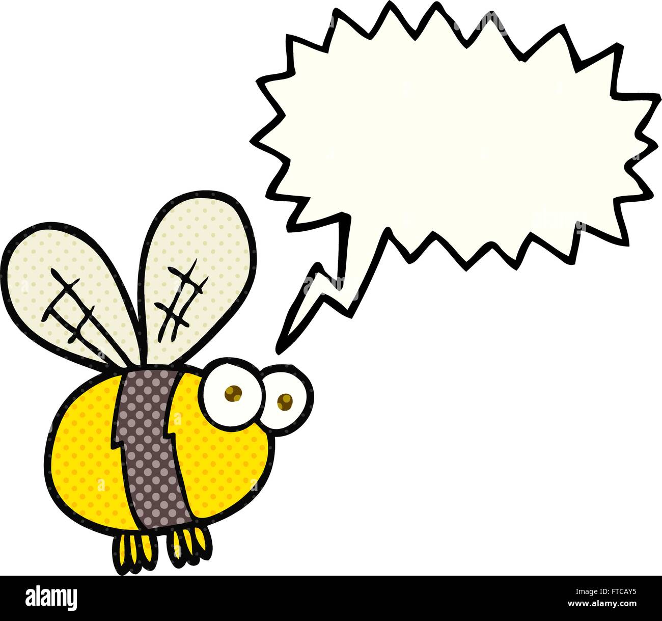 freehand drawn comic book speech bubble cartoon bee Stock Vector Image ...