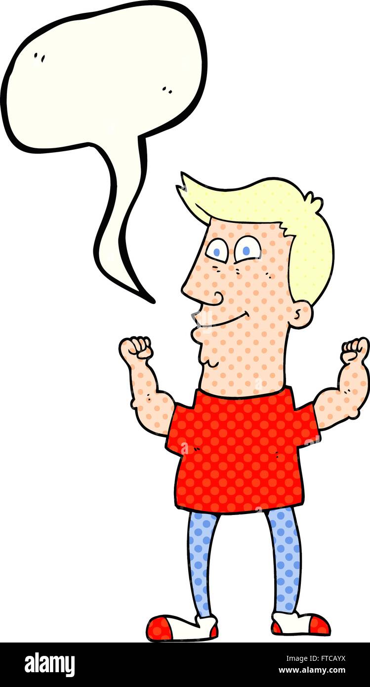 freehand drawn comic book speech bubble cartoon celebrating man Stock ...