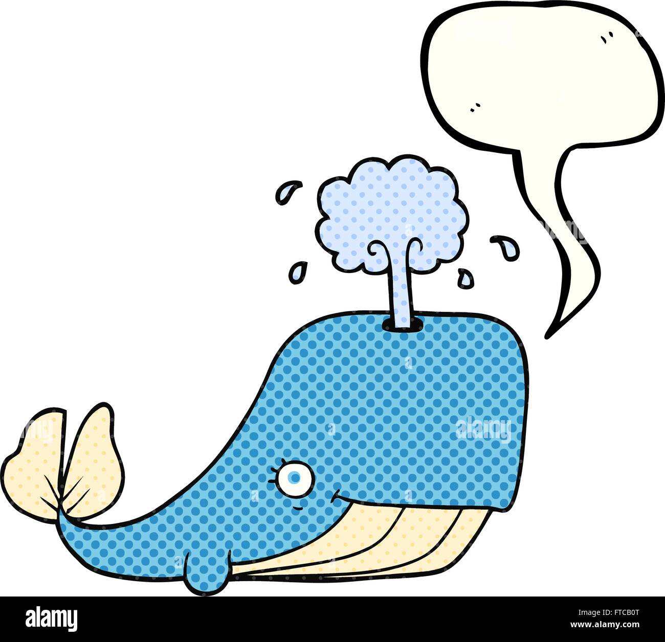freehand drawn comic book speech bubble cartoon whale spouting water ...