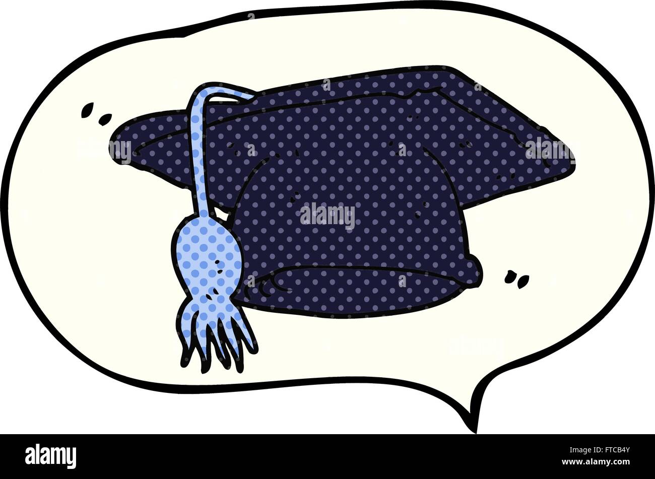 freehand drawn comic book speech bubble cartoon graduation cap Stock ...