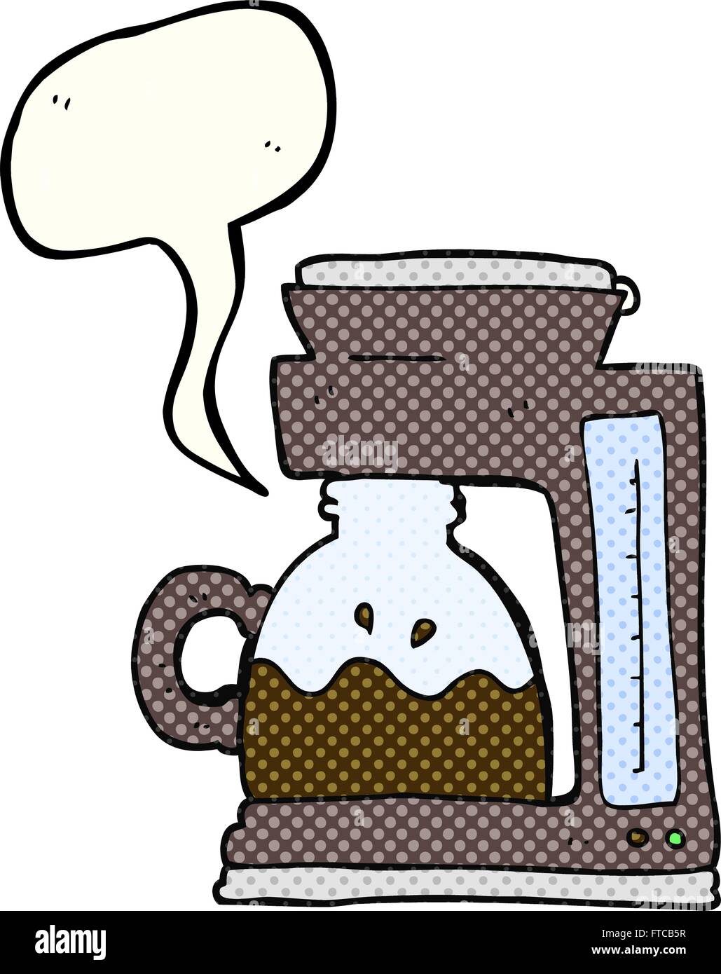freehand drawn comic book speech bubble cartoon coffee filter machine ...