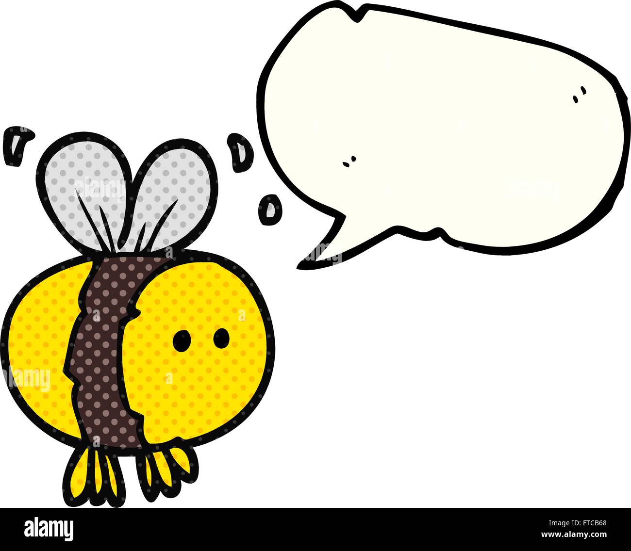 freehand drawn comic book speech bubble cartoon bee Stock Vector Image ...