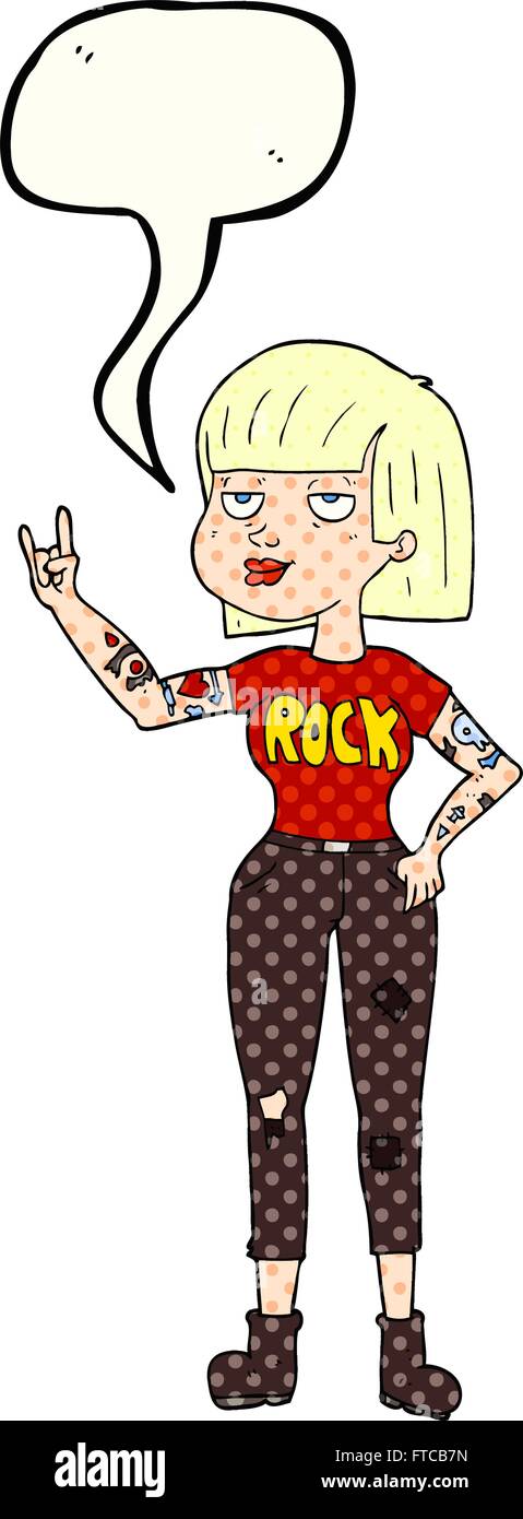 freehand drawn comic book speech bubble cartoon rock girl Stock Vector ...