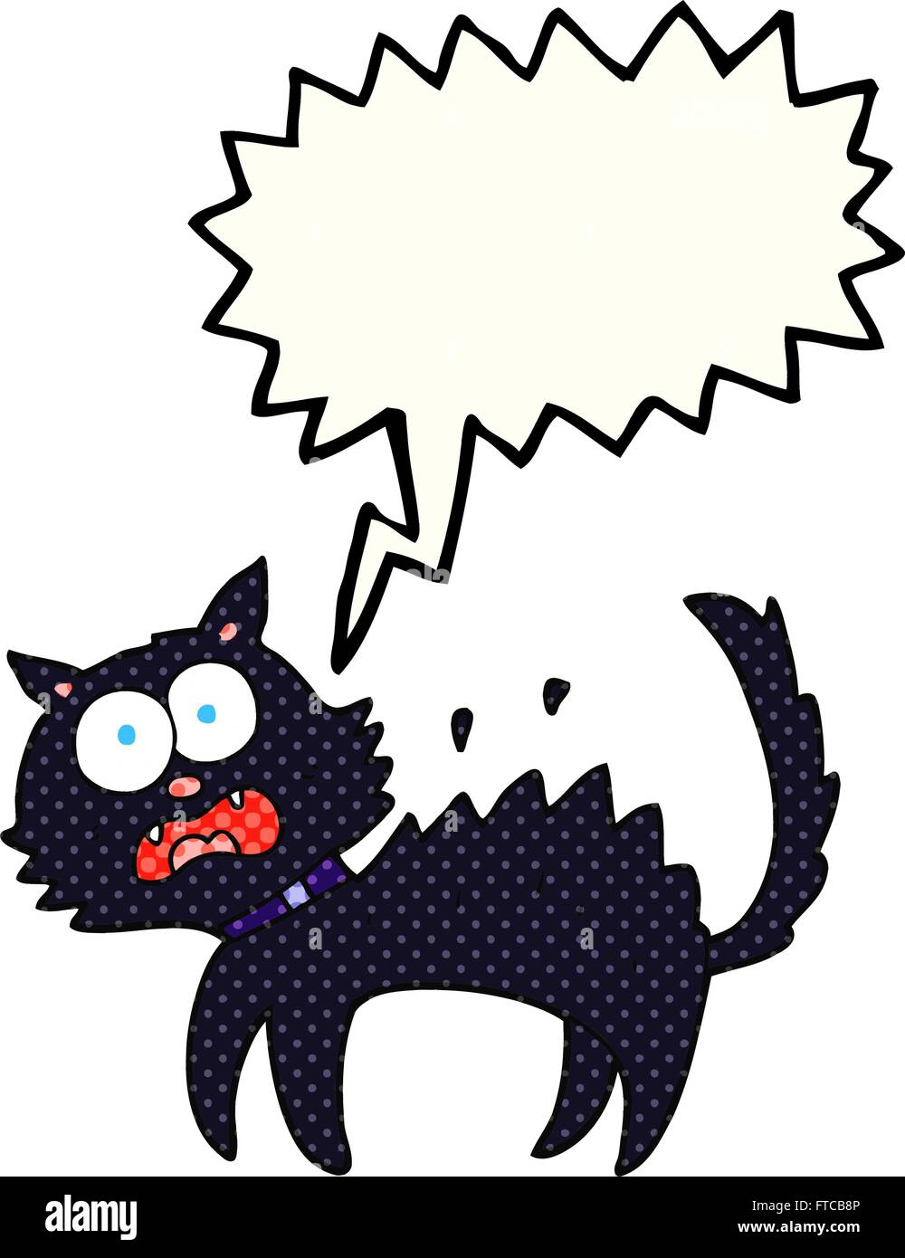 freehand drawn comic book speech bubble cartoon scared black cat Stock ...