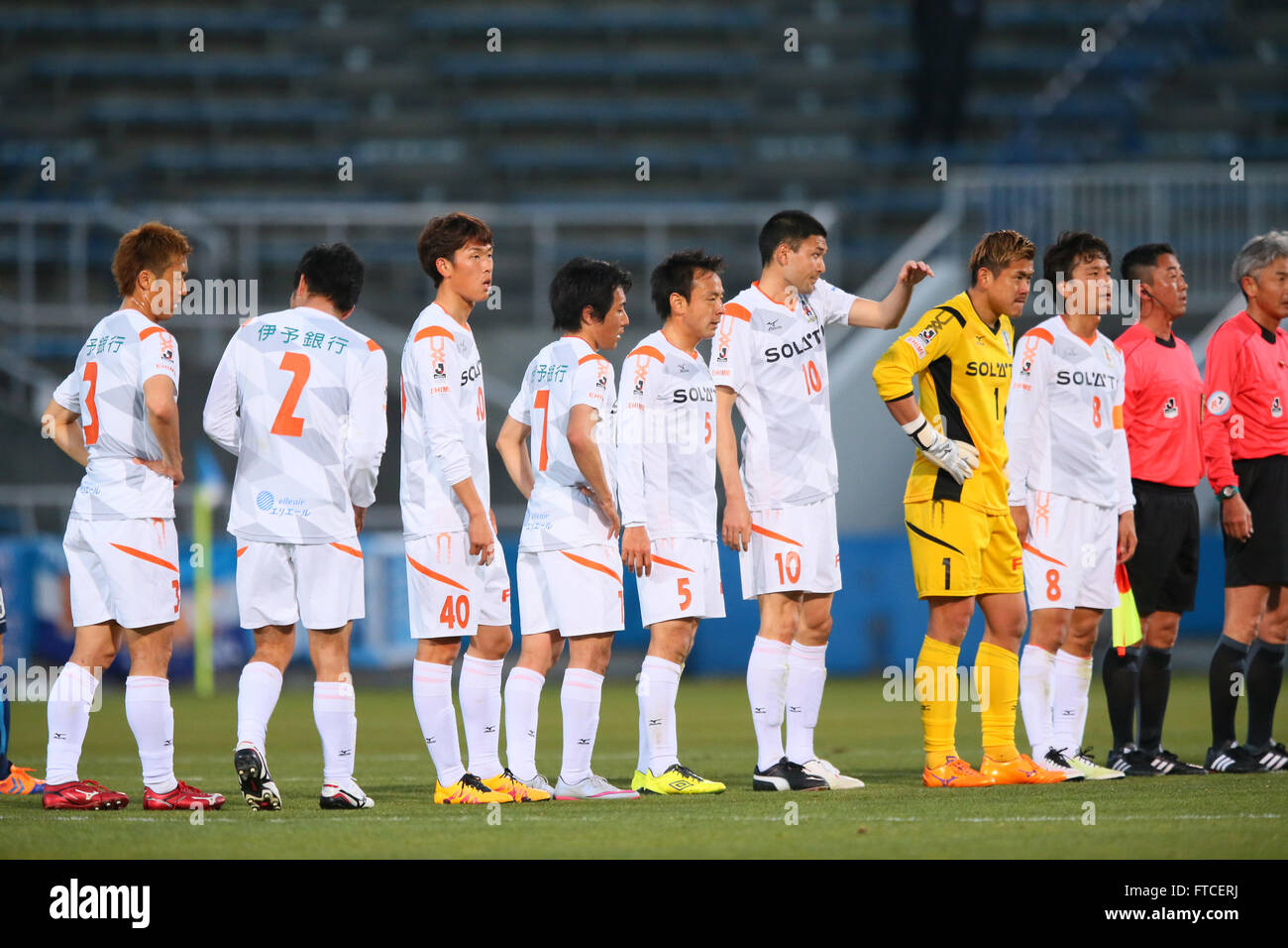 NHK Spring Mitsuzawa Football Stadium, Kanagawa, Japan. 26th Mar, 2016. FC/Ehime FC team group ...