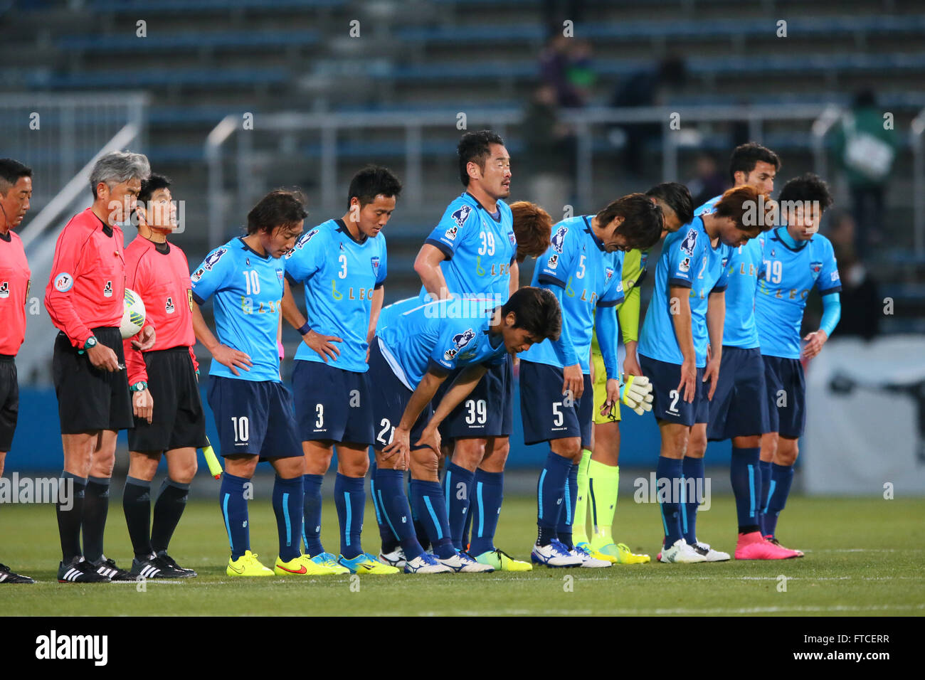 NHK Spring Mitsuzawa Football Stadium, Kanagawa, Japan. 26th Mar, 2016. FC/Yokohama FC team ...