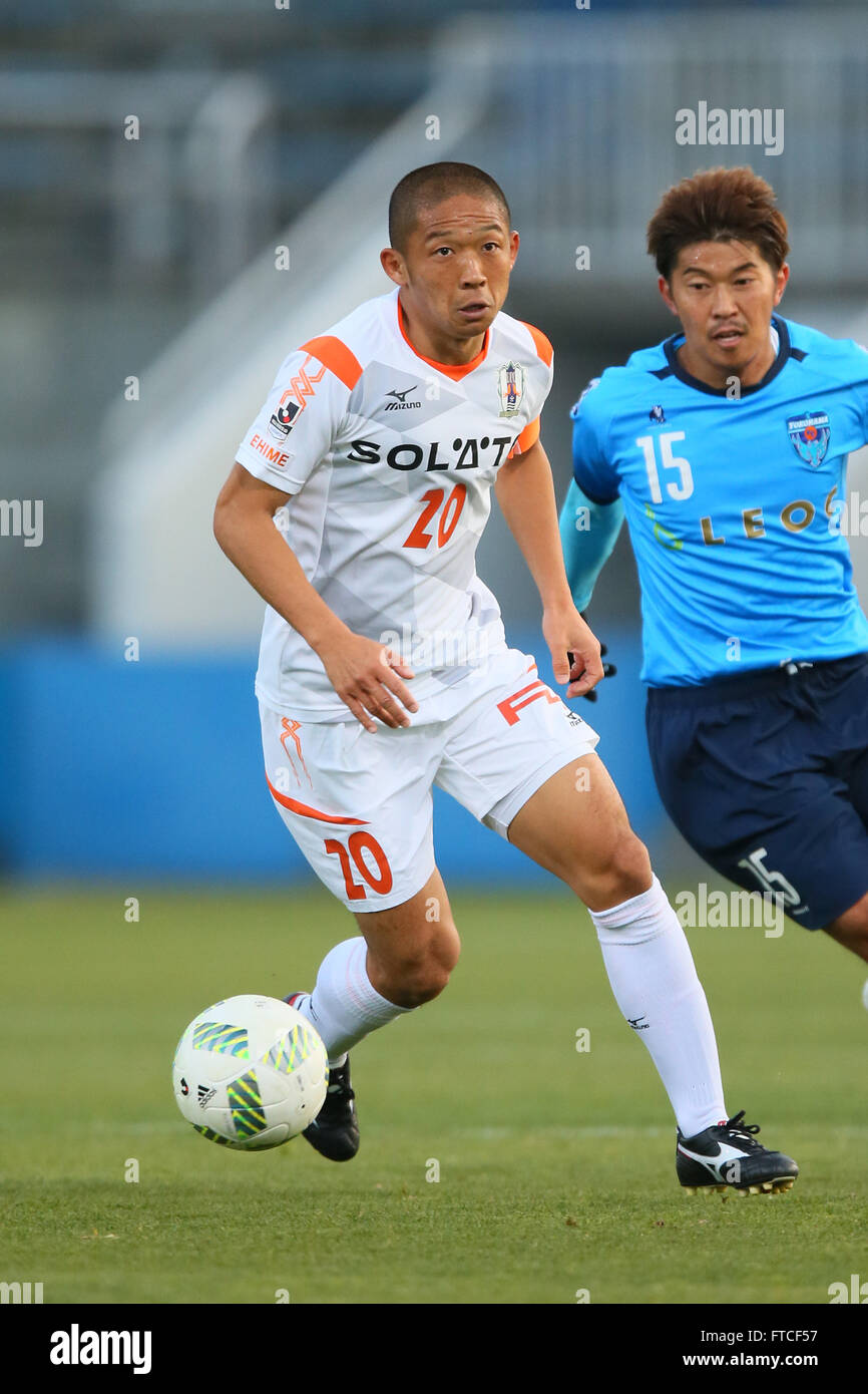 NHK Spring Mitsuzawa Football Stadium, Kanagawa, Japan. 26th Mar, 2016. Kazuhisa Kawahara (Ehime ...