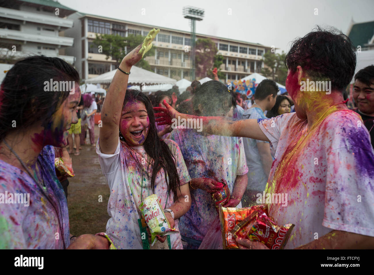 Bangkok, Bangkok, Thailand. 27th Mar, 2016. People covered in coloured ...