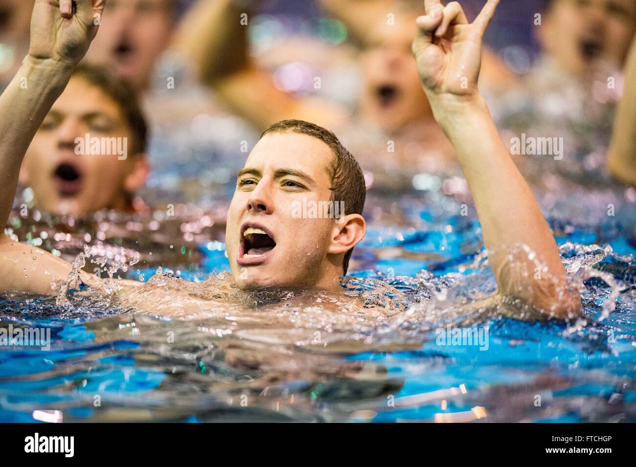 The Texas swim team wins the National Title during the NCAA Men's ...