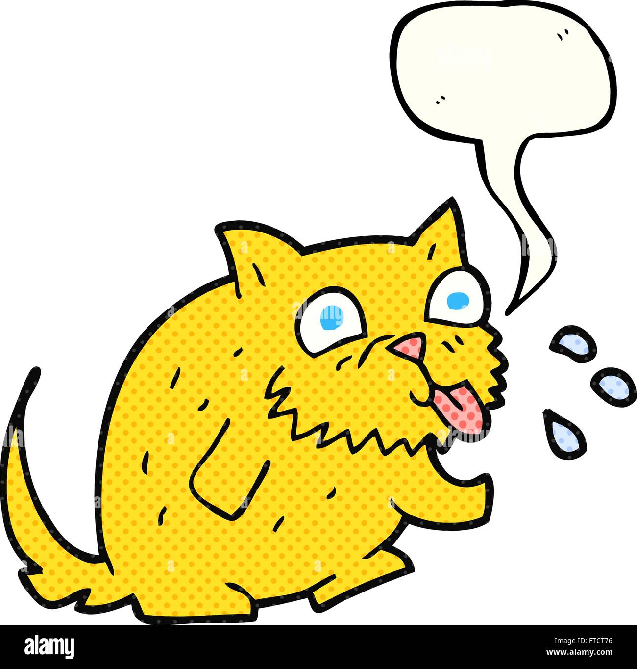 freehand drawn comic book speech bubble cartoon cat blowing raspberry ...