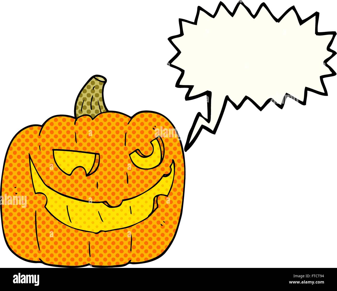 freehand drawn comic book speech bubble cartoon halloween pumpkin Stock ...