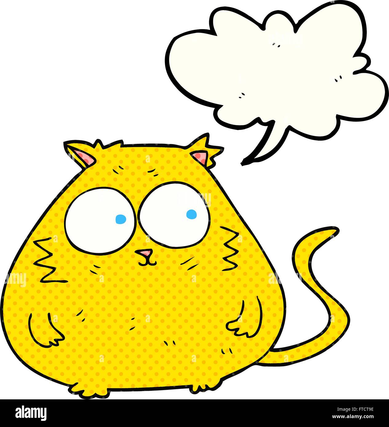 freehand drawn comic book speech bubble cartoon fat cat Stock Vector ...