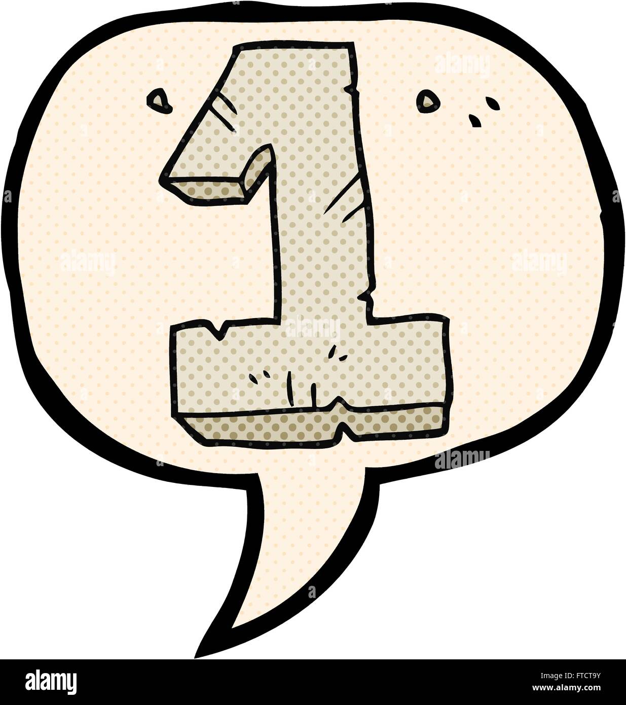 freehand drawn comic book speech bubble cartoon stone number one Stock ...