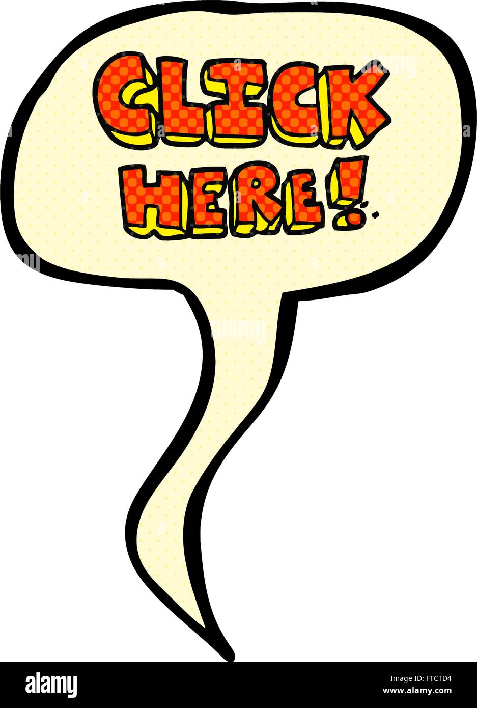 freehand drawn comic book speech bubble cartoon click here word symbol ...