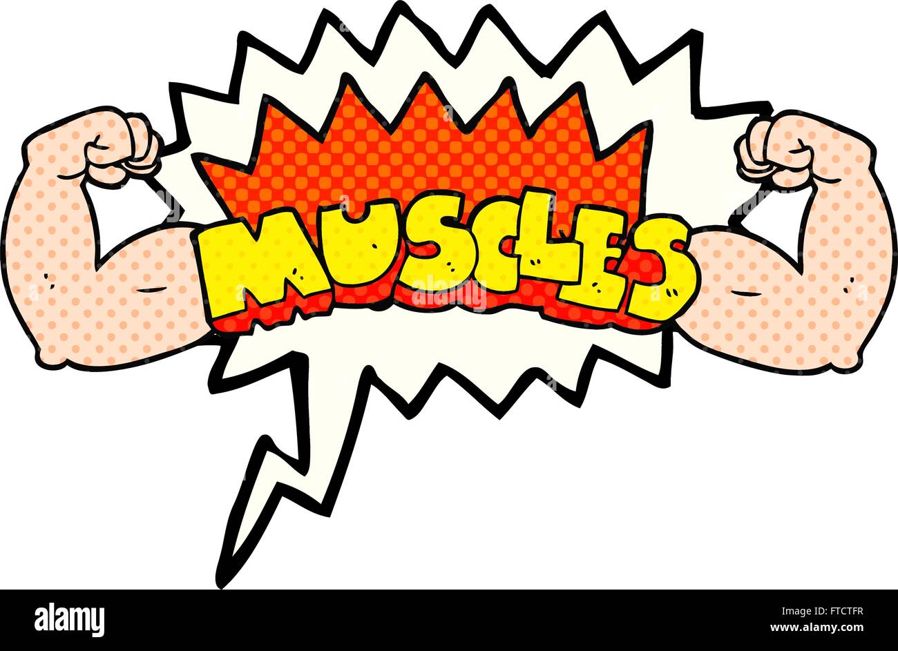freehand drawn comic book speech bubble cartoon muscles symbol Stock ...