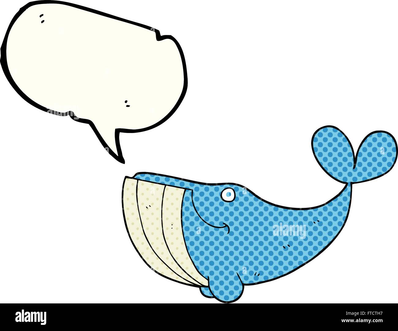 freehand drawn comic book speech bubble cartoon happy whale Stock ...