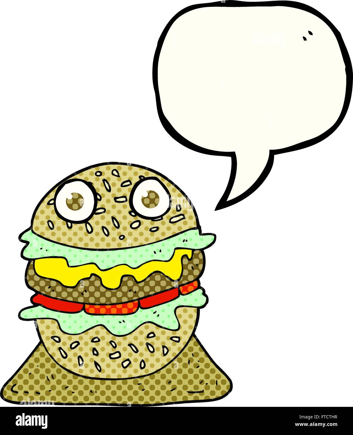 freehand drawn comic book speech bubble cartoon tasty burger Stock ...