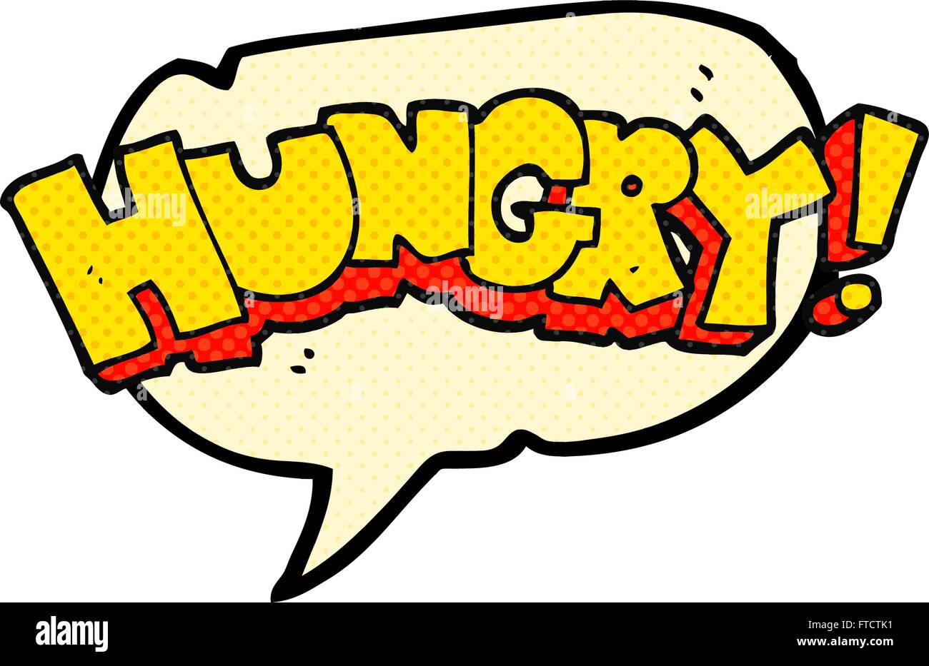 freehand drawn comic book speech bubble cartoon hungry text Stock ...