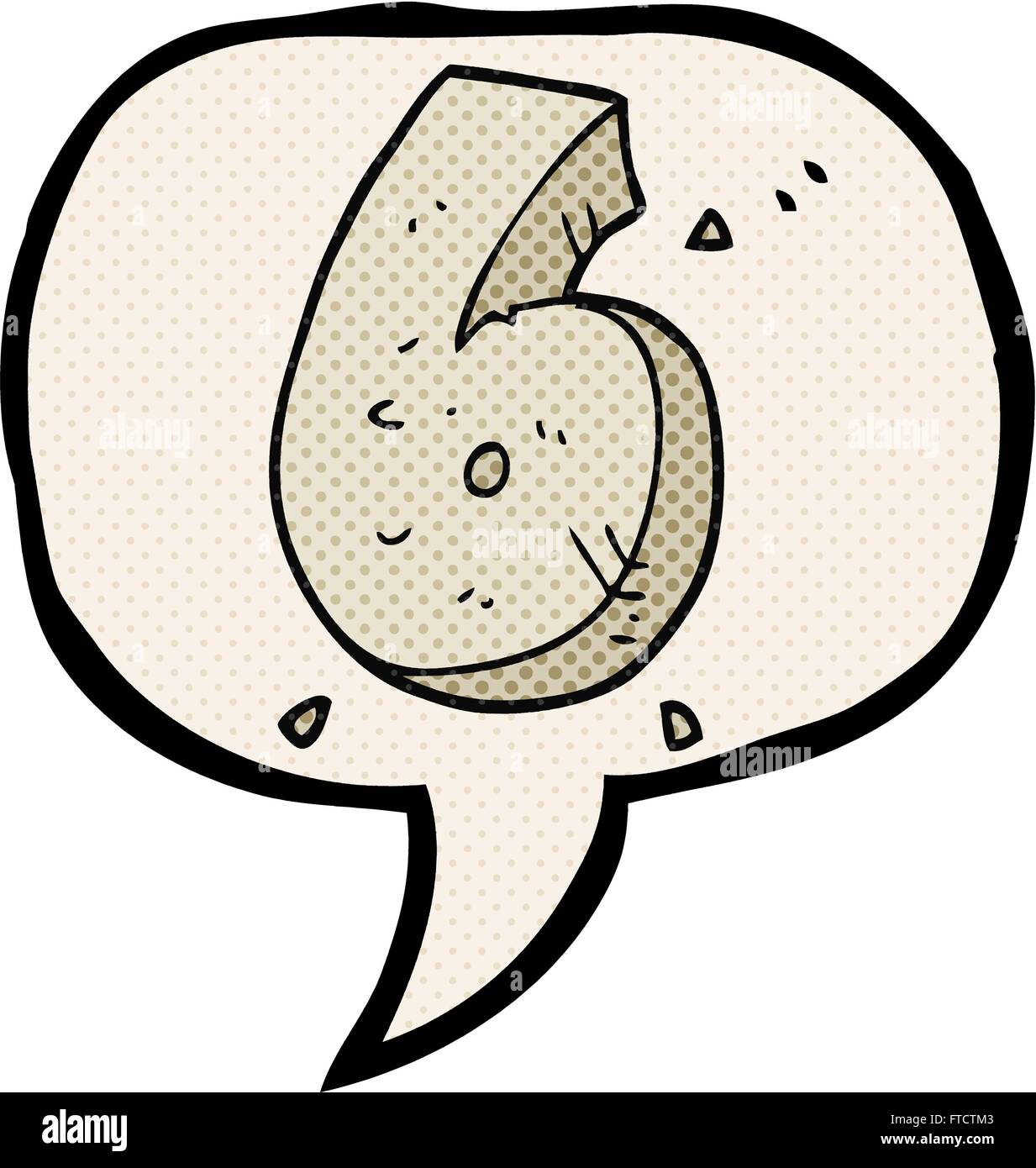 freehand drawn comic book speech bubble cartoon stone number six Stock ...