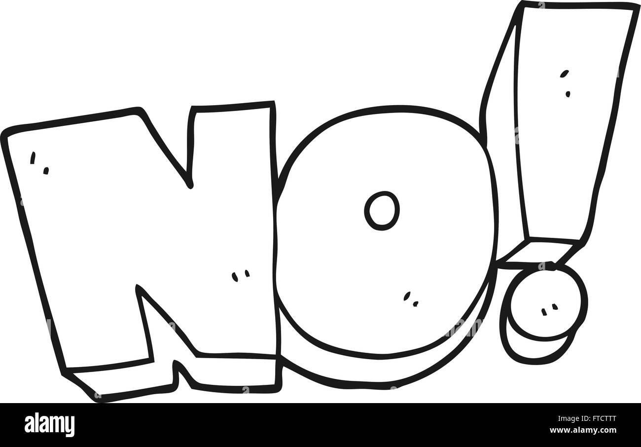 freehand drawn black and white cartoon NO! shout Stock Vector Image ...
