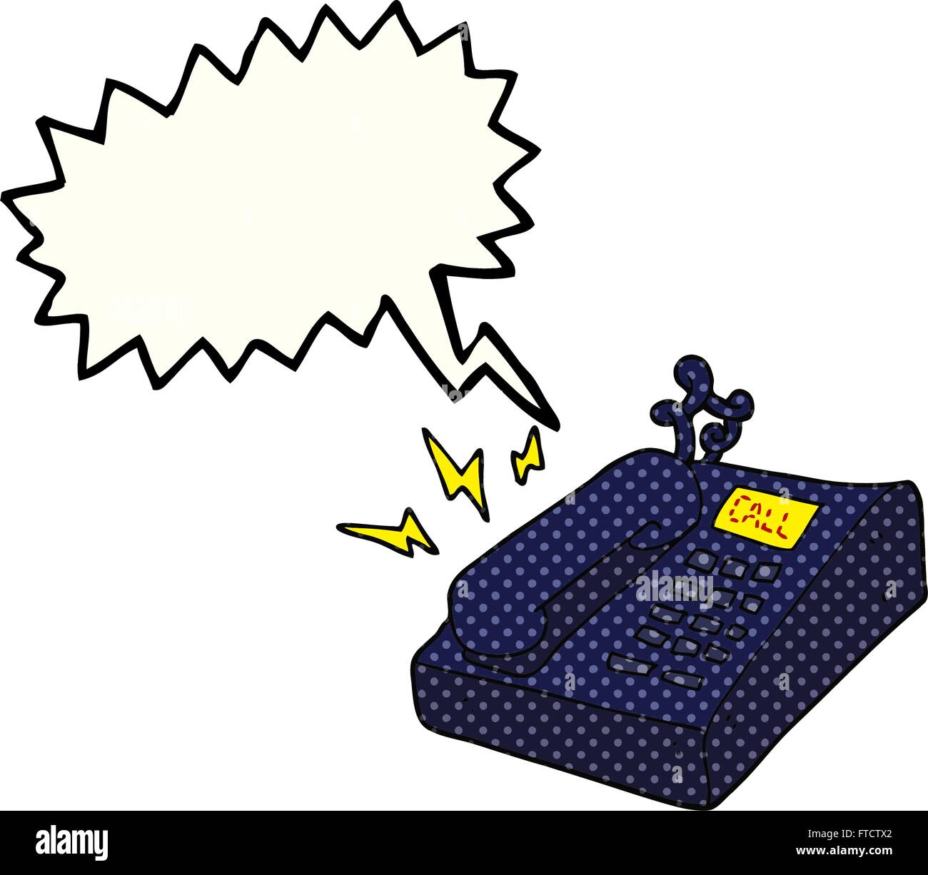 freehand drawn comic book speech bubble cartoon office telephone Stock ...