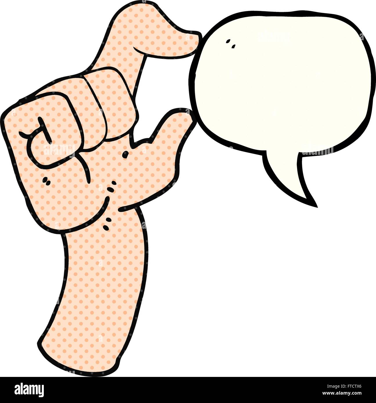 freehand drawn comic book speech bubble cartoon hand making smallness ...
