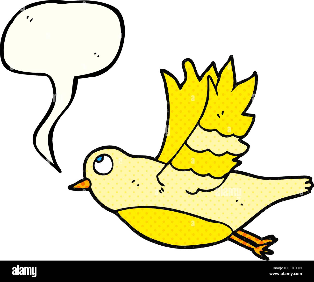 freehand drawn comic book speech bubble cartoon bird flying Stock ...