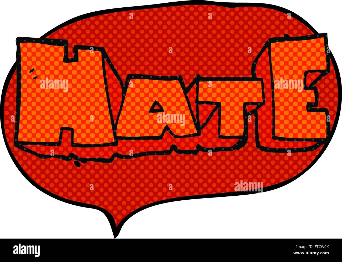 freehand drawn comic book speech bubble cartoon word Hate Stock Vector ...