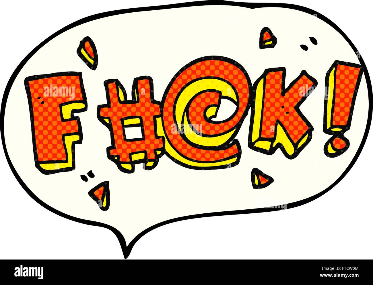 freehand drawn comic book speech bubble cartoon swearword Stock Vector ...