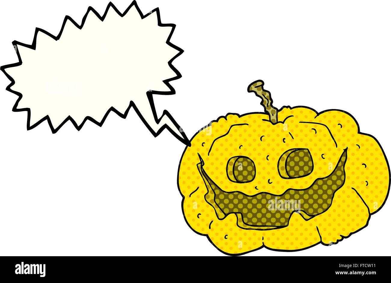 freehand drawn comic book speech bubble cartoon halloween pumpkin Stock ...