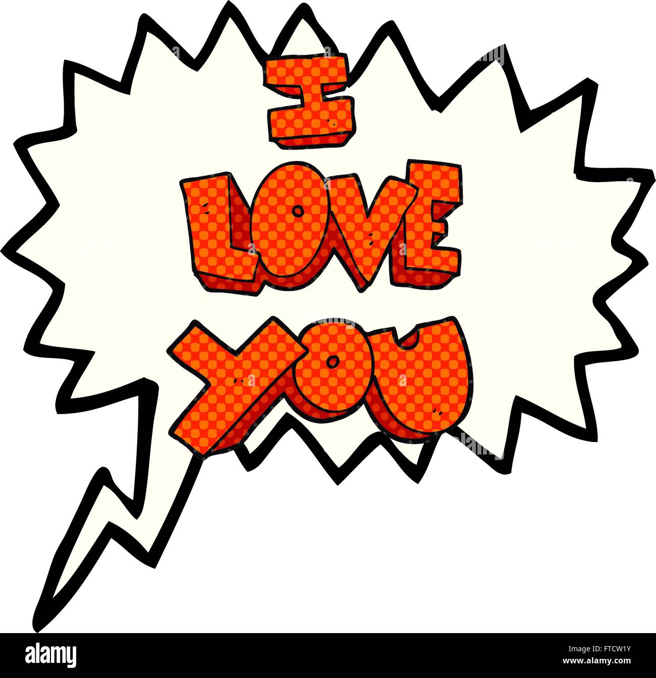 I love you freehand drawn comic book speech bubble cartoon symbol Stock ...