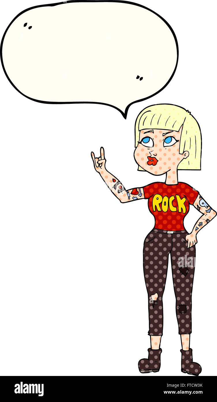 freehand drawn comic book speech bubble cartoon rock girl Stock Vector ...