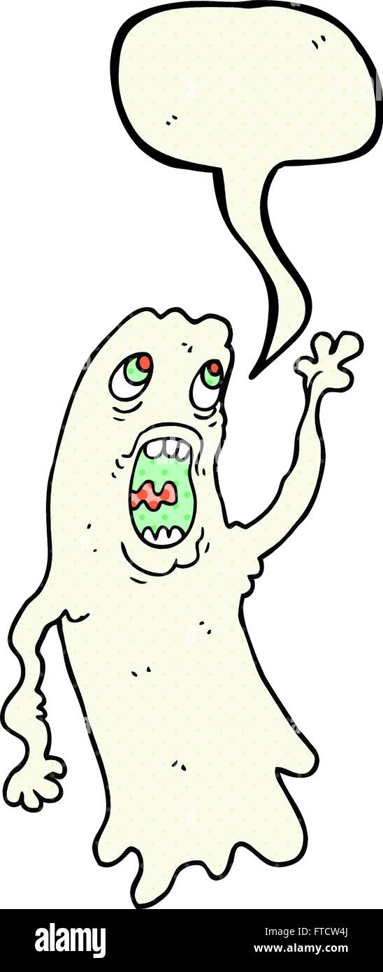 freehand drawn comic book speech bubble cartoon ghost Stock Vector ...