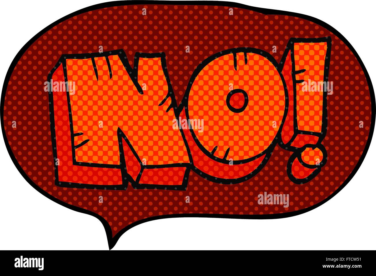 freehand drawn comic book speech bubble cartoon NO! shout Stock Vector ...